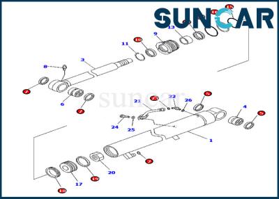 China PC45MR-3 Komatsu Repair Kits 707-98-26300 Boom Oil Seal Kit For Rod 50 MM Bore 80 MM Cylinder for sale