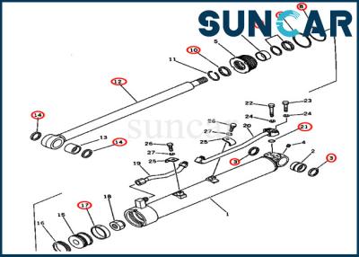 China Boom Swing Repair Seal Kit Fits For 201-63-12301 2016312301 PC60U-3 Komatsu Hydraulic Cylinder for sale