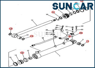 China PC60U-5 Models Komatsu 201-63-02060 2016302060 Boom Swing Repair Seal Kit Hydraulic Cylinder for sale
