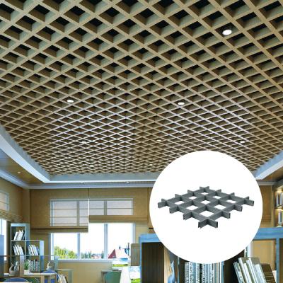China Aluminum Lattice Ceiling Panels 50x50mm to 200x200mm Custom Perforated Metal Grid Ceiling for sale