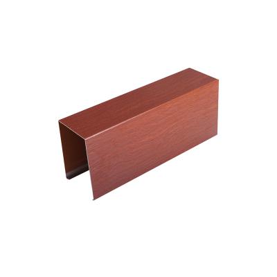China Sound Absorbing Wood Grain Aluminum U Shaped Baffle Ceiling 30x50mm Free Sample for sale