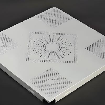 China Embossed Aluminum Ceiling Tiles 600x600mm Fireproof Perforated Soundproof Metal Ceiling System for sale