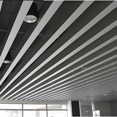 China Fireproof Aluminum Baffle Ceiling Strip Slat 30x100mm U-Shaped Suspended Ceiling for sale