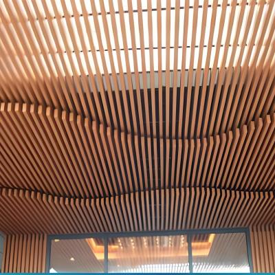 China Wood Grain Aluminum U Shape Baffle Ceiling Strip 30x50mm Fireproof Moisture Proof for sale