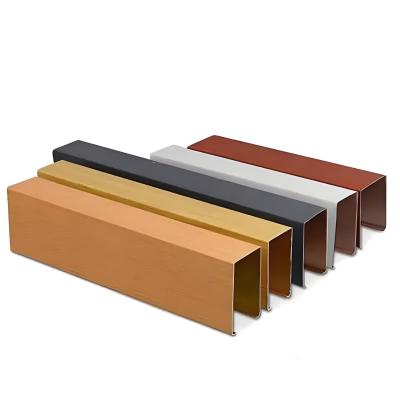 China OEM Wood Grain Aluminum U Shaped Baffle Ceiling Strip 30x100mm for Commercial for sale