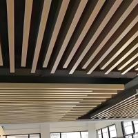 China Suspended Wood Grain Aluminum Baffle Ceiling 30x100mm Fireproof for Mall Hotel for sale