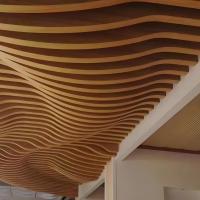 China Aluminum Wood Grain Slat Ceiling 30x100mm U Shaped Baffle Ceiling Fireproof Suspended for sale