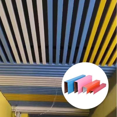 China U Shaped Wood Grain Aluminum Baffle Ceiling 30x100mm Fireproof Strip Ceiling for sale