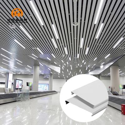 China Powder Coated Aluminum Slat Strip False Ceiling 100mm Width Heat Insulation for Office Building for sale