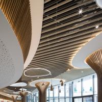 China Aluminum Baffle Ceiling Wood Grain Finish U Shaped Linear Strip 30x100mm for sale