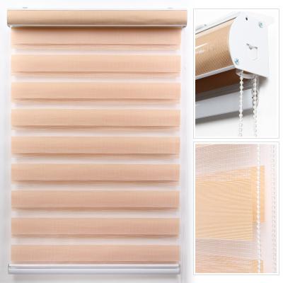 China Manual 100% polyester zebra roller blinds for windows with aluminum headrail for sale