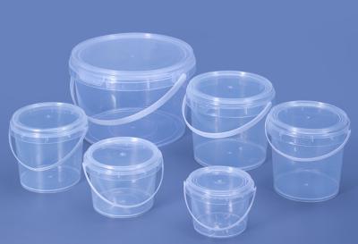 China Jieming Transparent Plastic Bucket 1000ml Smooth Surface Screen Printing for Food Storage for sale