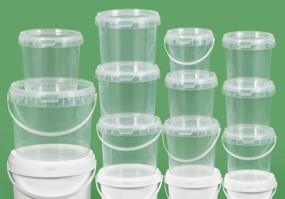 China Transparent Plastic Bucket 1-5L Customizable Smooth Surface for Ice Cream Food Storage for sale