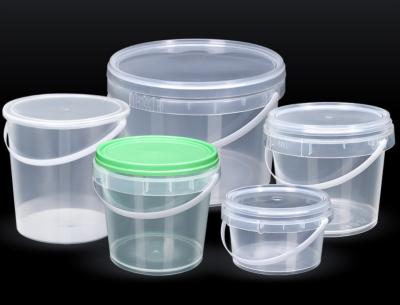 China Transparent Plastic Bucket 1L to 5L Customizable Clear Pail for Food Storage for sale