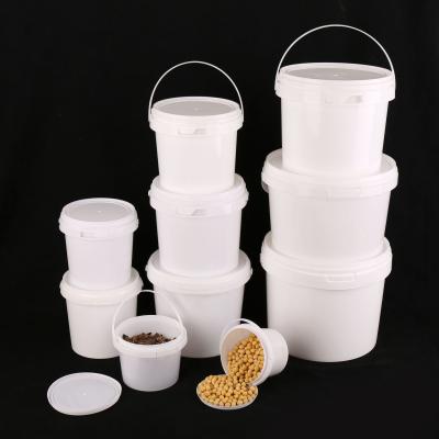China Jieming Plastic Food Bucket 0.2L-20L Food Grade PP/HDPE Reusable Container with Lid and Handle for sale