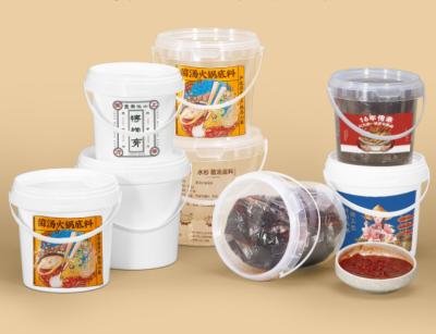 China Plastic Food Pail Bucket 0.2L-20L Food Grade PP HDPE with Lid Custom Logo for sale