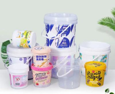 China Jieming Round Plastic Bucket 0.8-1.5mm Thickness Smooth Surface Custom Logo for sale