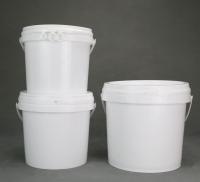 China Customizable Plastic Food Bucket With Handle White Round Shape for sale