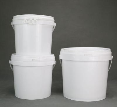 China Customizable Plastic Food Bucket With Handle White Round Shape for sale