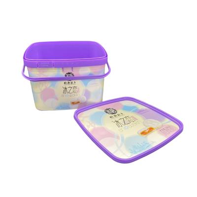 China 2L Square Plastic Tub PP Heavy Duty Impact Resistant Bucket with Handle for Industrial Use for sale