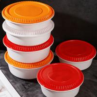 China Large Round Plastic Takeaway Bowl with Lid 243mm Food Container for Soup Salad Storage for sale
