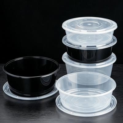 China Large Round Plastic Food Containers with Lids 2000ml to 4850ml Deli Takeaway Salad Bowls Wholesale for sale