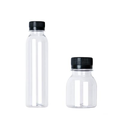 China PET Clear Empty Beverage Bottles 200ml 250ml Disposable Plastic Bottles with Screw Lid for sale