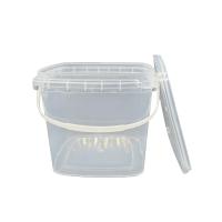China Plastic Food Bucket 300ml Square Food Grade PP Container with Lid and Handle Suitable for Sauces Desserts and Small Retail Packs for sale