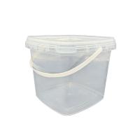 China Plastic Food Bucket 3L Food Grade Polypropylene Square Container with Lid and Handle Suitable for Ice Cream Sauces and Prepared Foods for sale