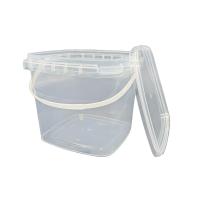 China Plastic Food Bucket 3L Food Grade Polypropylene Square Container with Lid and Handle Suitable for Ice Cream Sauces and Prepared Foods for sale