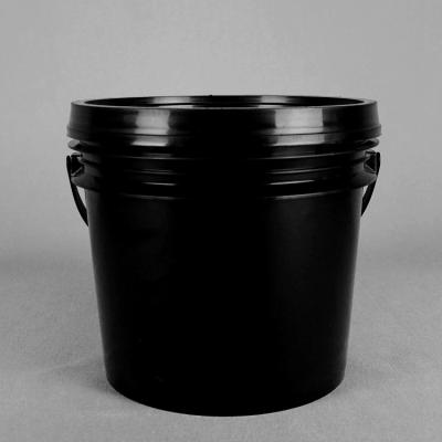 China 4.8L PP Black Round Plastic Bucket 1 Gallon Open Top Pail with Seal Lid for sale