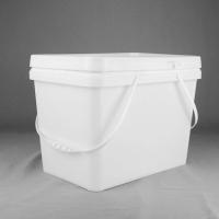 China Food Grade 20kg Rectangular Plastic Drum 37.7×24.7×28.4cm with Lid and Dual Handles for Industrial Packaging for sale