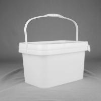 China 5L Square Plastic Bucket with Lid IML Design Food Storage PP PE Container for sale