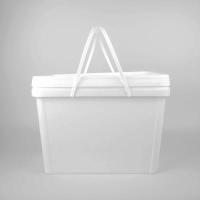 China White 20L Square Plastic Pail with Lid PP HDPE Bucket for Paint for sale