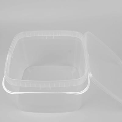 China 3 Liter Clear Plastic Pails with Lids - 19.5cm Diameter Square Design for OEM ODM Custom Packaging for sale