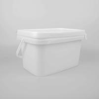China 5L Square Plastic Bucket with Lid IML Design Food Storage PP PE Container for sale