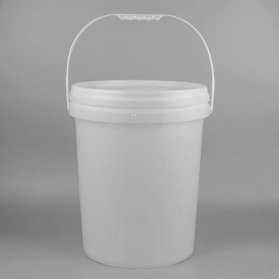 China Food Grade White 20L 5 Gallon Plastic Bucket with Lid and Handle - 28.5cm Diameter × 38.6cm Height for sale