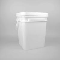 China 5 Gallon 20L Square Red Pail Food Grade PP Large Plastic Buckets With Lid for sale