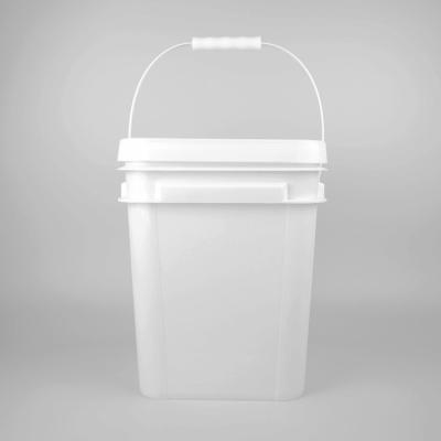 China 5 Gallon 20L Square Red Pail Food Grade PP Large Plastic Buckets With Lid for sale