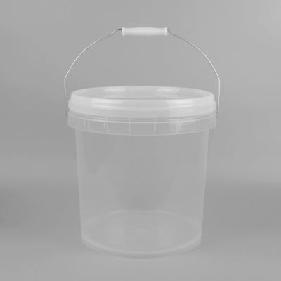 China 1L 5L 10L Transparent Plastic Packaging Bucket with Lid and Handle - Food Grade PP/HDPE Material for sale