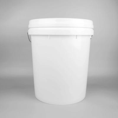 China 20-Liter White Round Plastic Paint Bucket - FDA Approved Food Grade PP Material with Reinforced Construction for sale