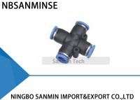 China PZ Equal 4 Way Tube Cross Union Manifold Connector Pneumatic Pipe Fitting Push In Coupler Sanmin for sale