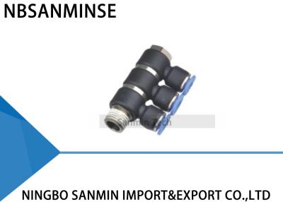 China Tube Universal Triple Branch Union Fittings Plastic Banjo Air Push In Swivel Quick Connector Sanmin for sale