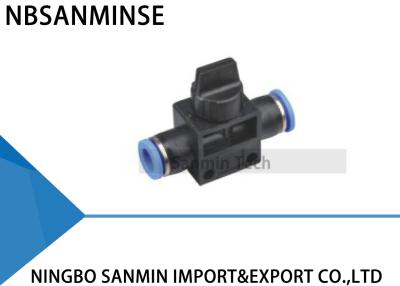 China HVFF Pneumatic Flow Control Valve Hand Hose To Hose Connector Air Push In 2Way / 3 Way Fittings Sanmin for sale