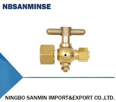 China Brass Three way plug valve connecting pressure gauges 0.6MPA for sale