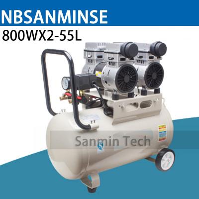 China 800WX2 - 55L Mini Air Compressor Oilless High Pressure Mute Design Wood Working Home Application AC220V High Quality for sale