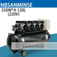 China 550WX4 - 120 Air Compressor Oilless High Pressure Mute Design Wood Working Home Application AC220V High Quality Sanmin for sale