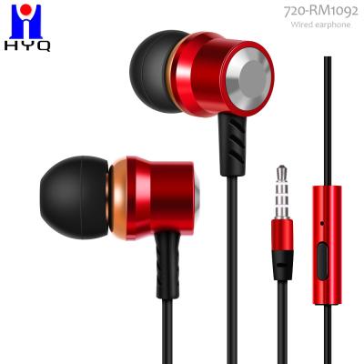 China 10mm Metal Wired Earphones Super Bass Stereo Volume Control 3.5mm Mic Earbuds 120cm for sale