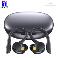 China Black ABS True Wireless Stereo Earhook Earbuds Bluetooth V5.1 55mAh Battery for sale