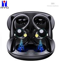 China Black ABS True Wireless Stereo Earhook Earbuds Bluetooth V5.1 55mAh Battery for sale